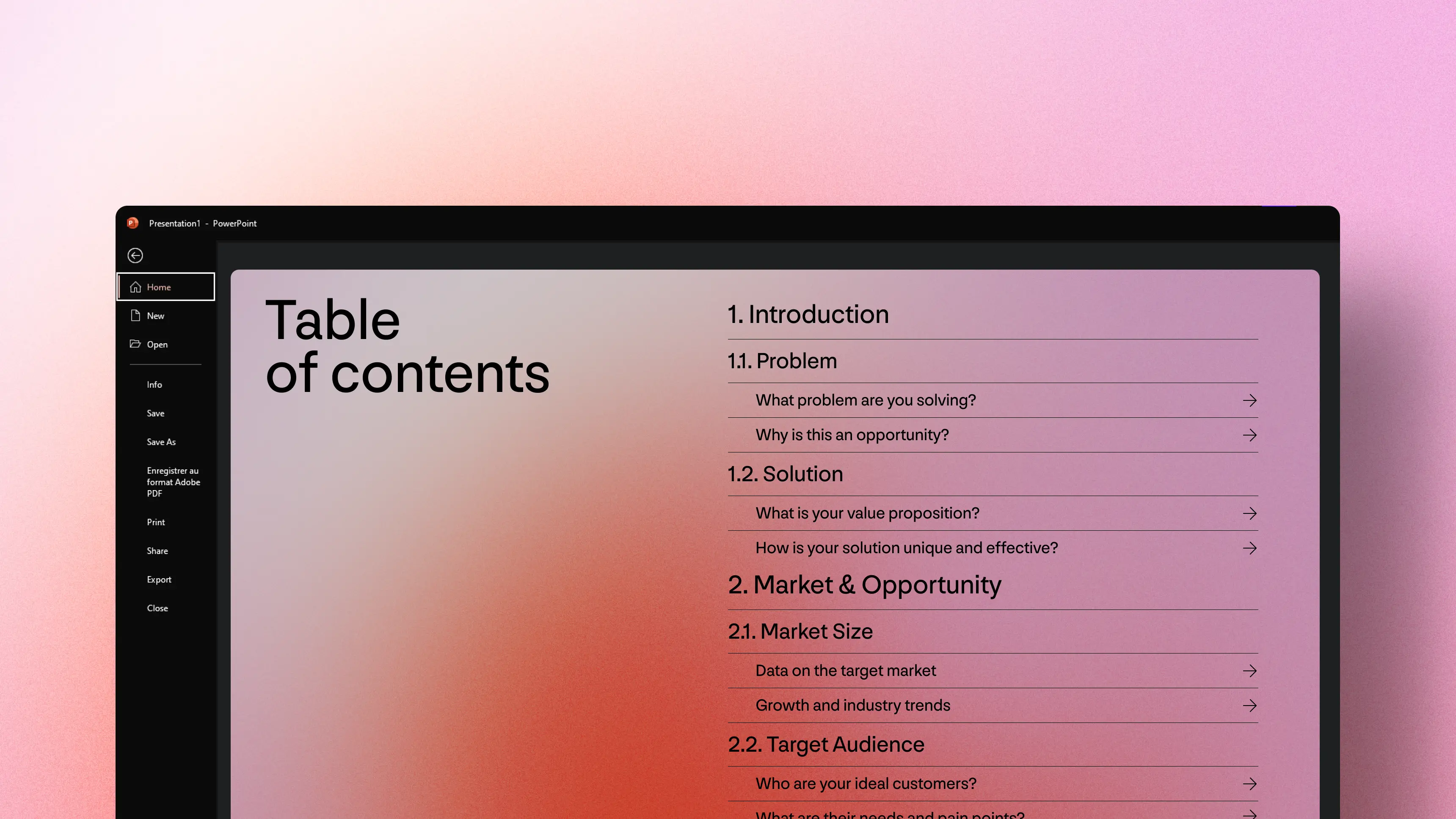 How to make a table of contents in PowerPoint: complete guide